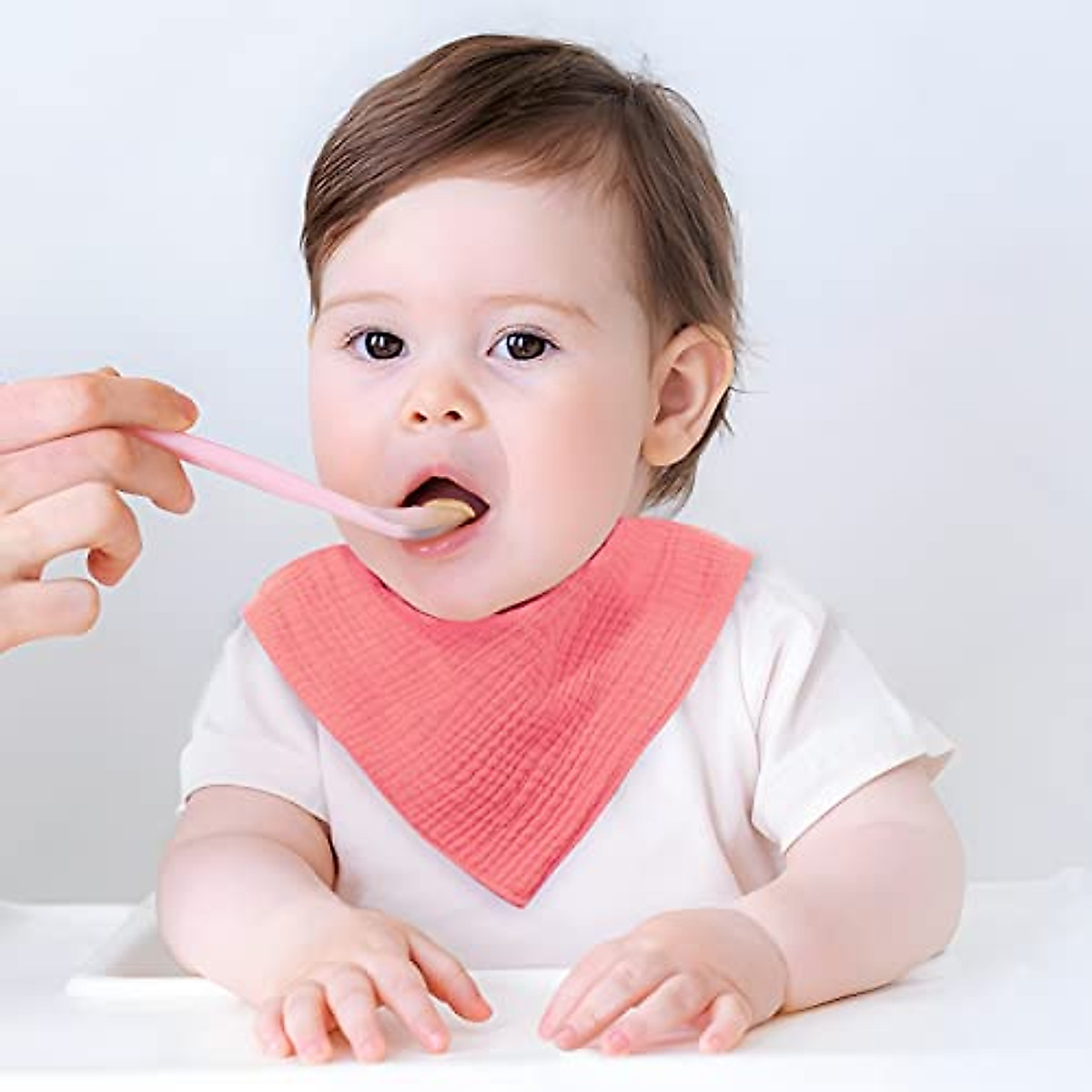 PandaEar 8 Pack Muslin Bibs for Baby Girls, 100% Cotton Baby Bandana Bibs Drool Bibs for Newborns Infant, Absorbent Burp Cloths Baby Bibs for Teething & Drooling