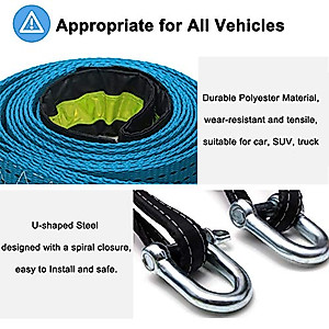 Voilamart Tow Strap Recovery with Hooks 2” x 20ft 17,600LBS Break Strength Towing Strap,Reflective Strip,Pair of Gloves,Storage Bag for Road Recovery Towing Rope Cable Winch Strap,Tree Saver