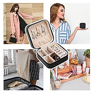 onlyamazing Black Jewelry Box Desk Organizer Set of 2, Portable Jewelry Cases for Home, Travel