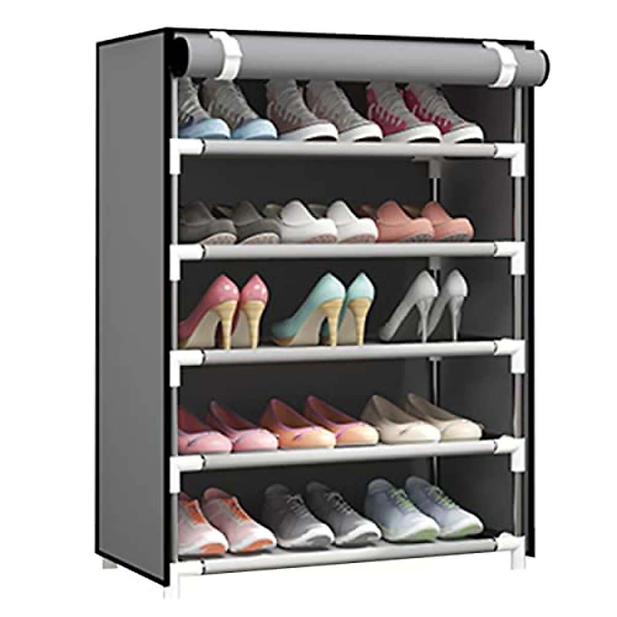 Shoe Storage Cabinet, Shoes Rack, Non-Woven Fabric Shoes Organizer Cabinet with Dustproof Cover, Shoes Storage Shelf for Bedroom Dormitory (90x30x60cm, 5 Layers), Shoe Racks Storage Cabinet