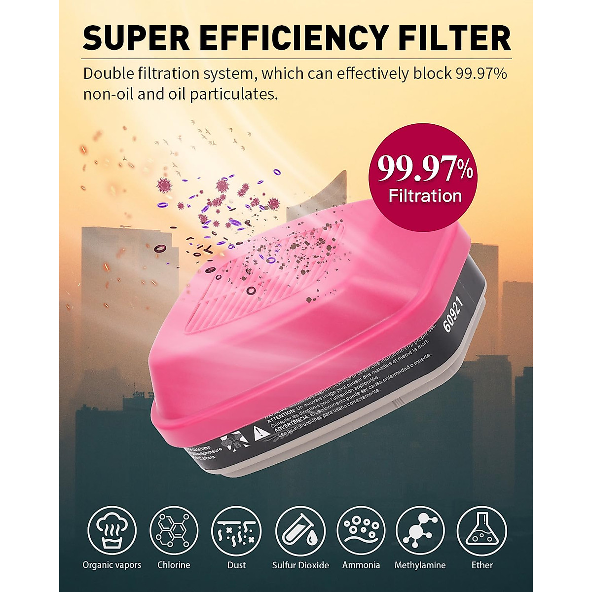 VOCITXI 6800 Full Face Respirator Mask with 60921 Filters and 2097 Filter Cottons Plus 6 PCS(3 Pair) 60921 Respirator Cartridges