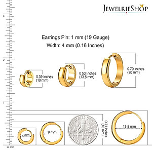 JewelrieShop Hoop Earrings Set Gold Surgical huggie Earrings, Hypoallergenic Huggie Ear Piercings Endless Huggie Hoop Earrings for Men Earrings (Gold, Black, Stainless Steel Hoop Earrings)