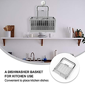 SOLUSTRE Utensil Drain Basket Cutlery Drying Rack Plastic Chopsticks Utensil Sponge Holder Divided Sink Dishwasher Rack Drainer Caddy with Handle for Soap Dishwashing Liquid Drainer