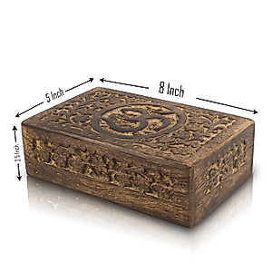 Great Birthday Gift Ideas Handmade Decorative Wooden Jewelry Box Jewelry Organizer Keepsake Box Treasure Chest Trinket Holder Watch Box Storage Lock Box 8 x 5 Inches Housewarming Gift Ideas Men Women