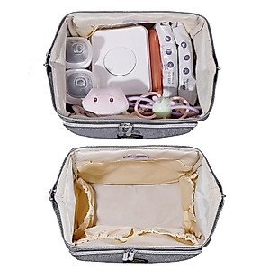 SUNVENO Baby Diaper Bag Backpack, Large Capacity Travel Backpack with Portable Changing Pad for Moms Dads, Grey