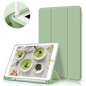 Aoub Case for iPad 6th/5th Generation Cases 9.7 inch 2018/2017 with Pencil Holder, Slim Lightweight Smart Stand Cover, Auto Wake/Sleep, Model A1893 A1954 A1822 A1823, Light Green