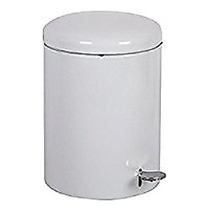 WITT 2240WH Step On Metal Biohazard Waste Container, 4gal Capacity, 11-1/2" Diameter x 16" Height, White