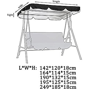 Outdoor Swing Canopy Replacement,Anti-UV/Waterproof Patio Chair Top Cover for Swing,Replacement Canopy Cover for 2/3-Seater-Swing Chair(Top Cover Only)