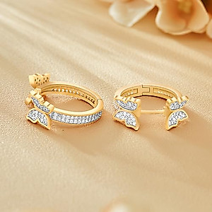 Richapex Women's Small Gold Butterfly Hoop Earrings, Hypoallergenic, Dainty, Lightweight, Easy to Wear