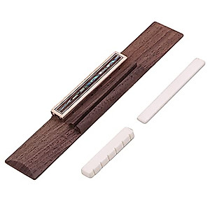 Yibuy Classical Guitar Bridge Rosewood Bone Saddle Nut Replacement w/Abalone Shell