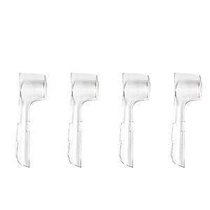 Replacement Brush Heads Compatible with Oral B Braun- Pack of 4 Precision Clean Electric Toothbrush Heads for Oralb PLUS 4 Bonus Protective Travel Covers – for Travel and Sanitary Convenience
