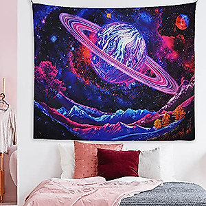 Instruban Planet Tapestry - Trippy Mountain Design Wall Hanging for Bedroom and Living Room - Magic Space Theme - 51.2 x 59.1 Inches
