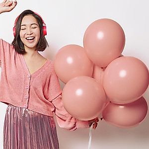 RUBFAC 129pcs Retro Pink Balloons Latex Blush Balloons Different Sizes 18 12 10 5 Inch Party Balloon Kit for Valentine's Day Birthday Baby Shower Wedding Princess Boho Theme Party Decoration