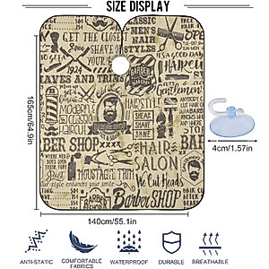 visesunny Vintage Hairdressing Pattern Barber Cape Anti-Static Hair Cutting Cape with Snap Closure Professional Salon Polyester Beard Shaving Bib Water-Resistant Hairdressing Cape Adjus