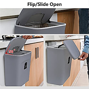 TOPROAD Kitchen Hanging Trash Can, 2.4 Gallon Wall Mounted Counter Waste Compost Bin, Small Garbage Can with Lid for Cupboard/Bathroom/Bedroom/Office/Camping/Under Sink(Grey)