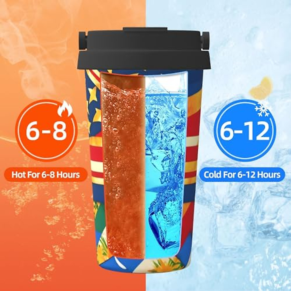 WANGZHAO Native Hawaiian Flags Print Double Wall Stainless Steel Vacuum Insulated Tumbler Cup Home Thermal Cup