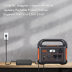 HKY 120W AC Adapter Compatible with Jackery Explorer 300/500/550, BALDR 500W, Anker Powerhouse II 800 Portable Power Station Outdoor Solar Generator ADS-110DL-19-1 240090E Power Supply Cord Charger