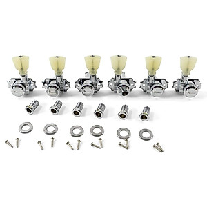Kluson Revolution Diecast Tuners - 3 Per Side - Pearloid Keystone Button, Locking Chrome