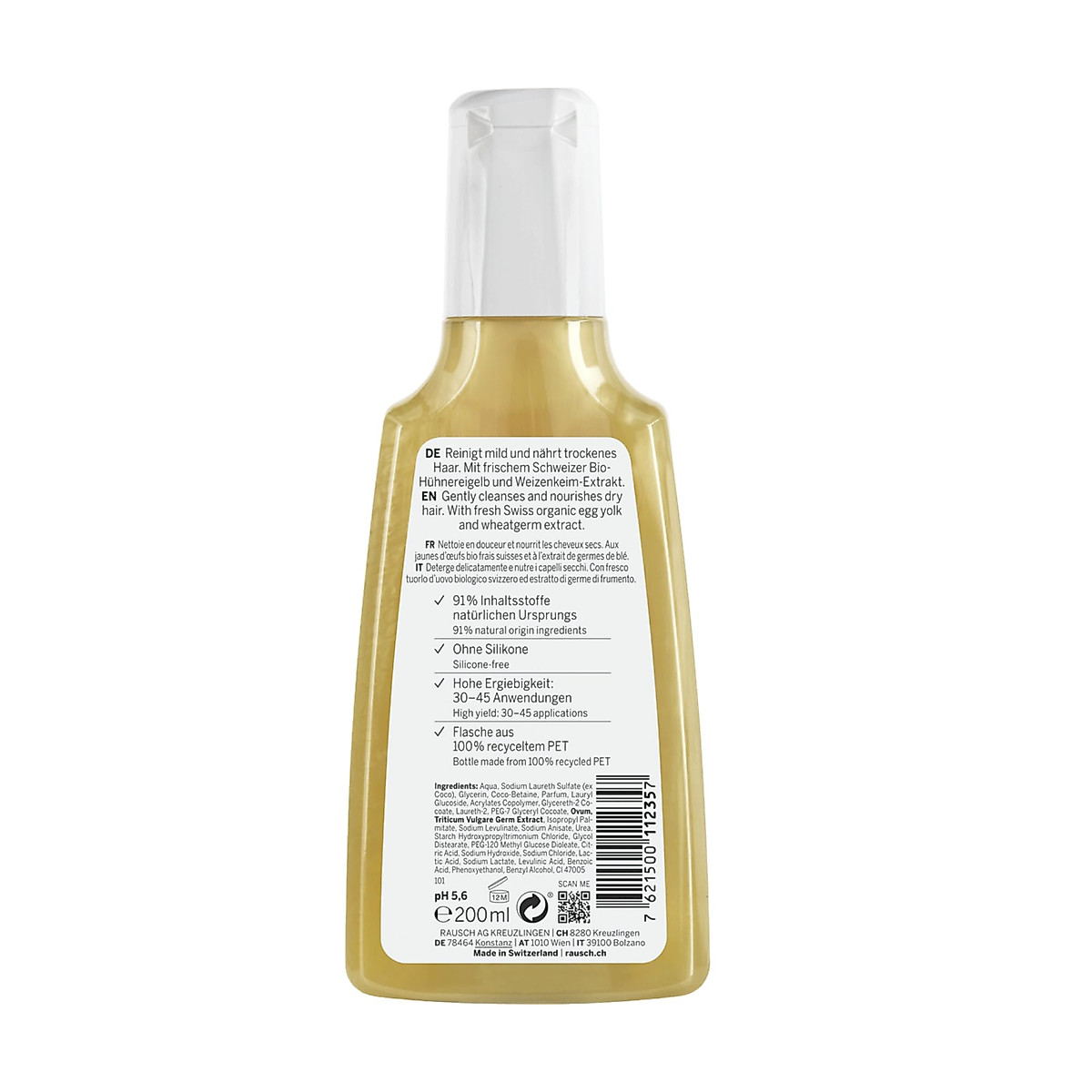 Rausch Egg Oil Nutrient Shampoo 200 ml - For Dry Hair Structure - Scalp Treatment - Soothes & Regulates - German Personal Care