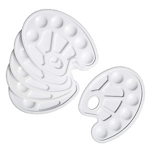 6 PCS Paint Pallet with Thumb Hole - Artllon Premium Plastic Painting Palette for Acrylic Painting, Art Paint Trays for Kids and Adults, Washable, 10 Wells (White)