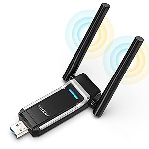 EDUP USB 3.0 WiFi Adapter AC 1300Mbps Long Range High Gain Dual Band Antennas 5.8Ghz/2.4Ghz Wireless Network Adapters for Desktop PC Laptop Support Windows 11/10/8.1/8/7/XP/Vista/Mac 10. 6-10.15