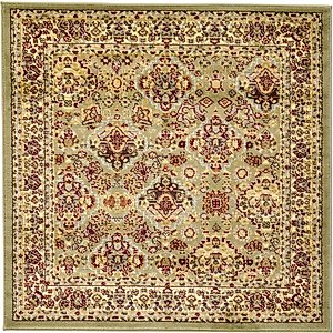Unique Loom Voyage Collection Traditional Oriental Classic Intricate Design Area Rug, 4' 1" Square, Light Green/Cream