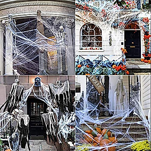 1400 sqft Spider Webs Halloween Decorations, Super Stretch Spider Web Cobwebs Haunted House Yard Creepy Scene Props Indoor Outdoor Decor and Halloween Party Supplies (200g/7.05 oz)