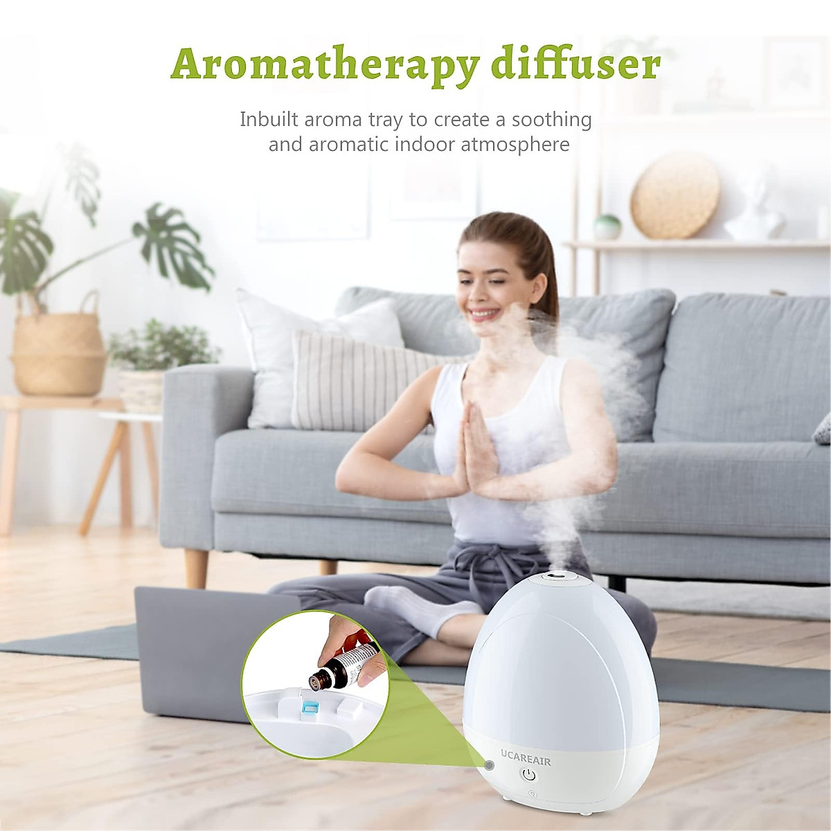 Ultrasonic Cool Mist Humidifiers for Bedroom,2L Humidifiers for Home, 28dB Whisper-Quiet Air Humidifiers for Baby Nursery, 360°Rotation Nozzle, Up to 30 Hours, Auto Shut-Off, 7-Color Night Light