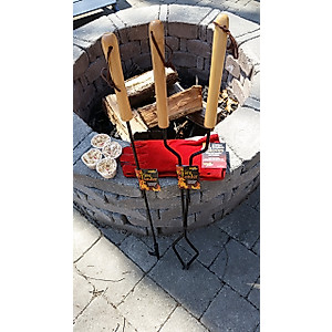 EXCURSIONS Journey To Health Fireplace Fire Pit Campfire Tool Gift Set – Firetender Tongs Poker Gloves and Firestarters