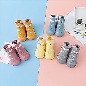 Lykmera Baby Boys Girls Socks Shoes Animal Cartoon Socks Shoes Toddler Fleece Warm The Floor Socks Non Slip Prewalker Shoes (Orange, 18-24 Months)