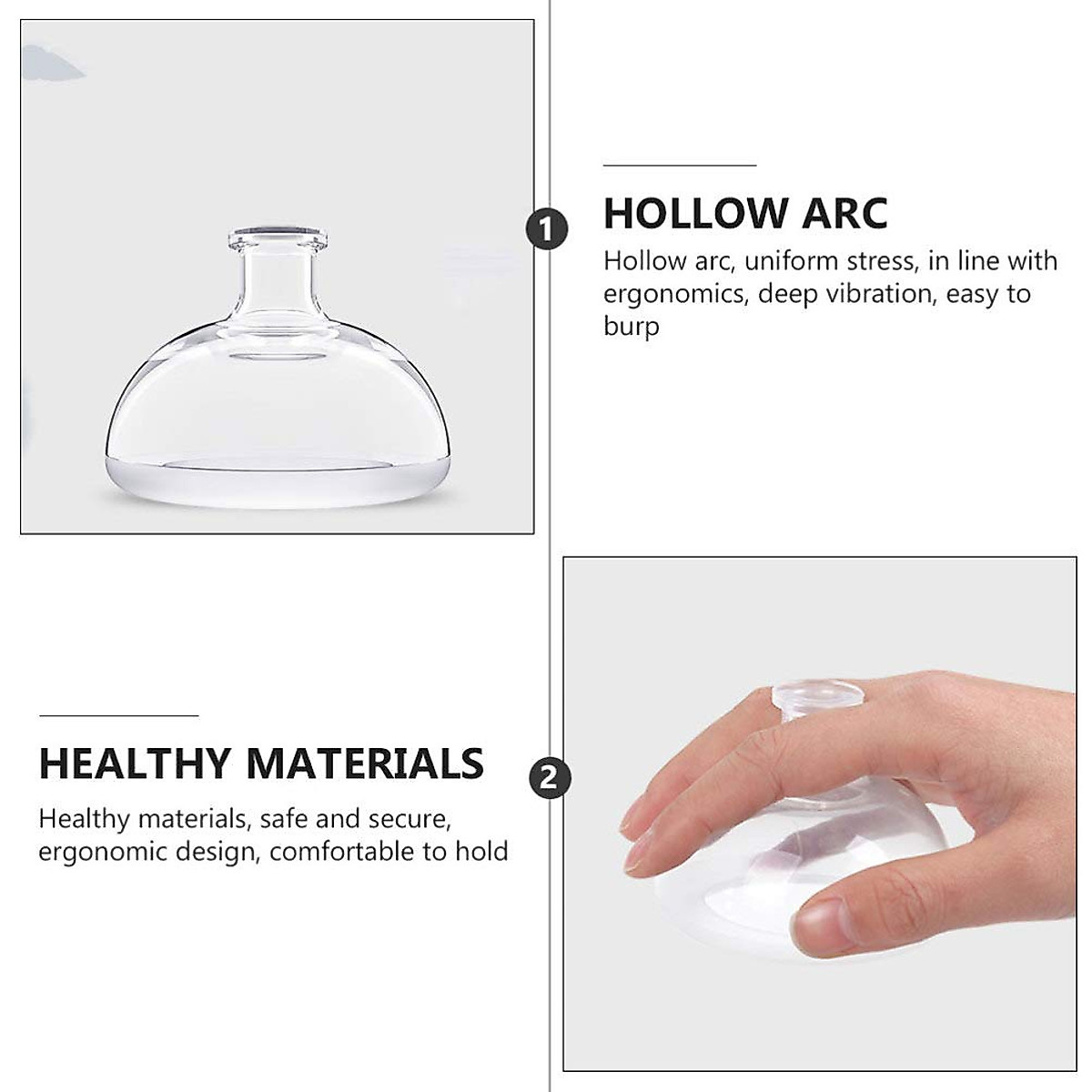 EXCEART 2pcs Mom Palm Cup Pressure Drum Massage Chest Percussion Cup Silicone Sputum Remover Infant Phlegm Sputum Cup Baby Suckling Milk for Baby Toddler Elderly (Transparent)