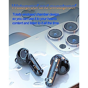 Wireless Headphones, Bluetooth Earbuds ENC Noise Cancelling Translucent Earphones in Ear, HiFi Stereo Dual Microphone Mini Sport Ear Buds with Fast Charging,IP7 Waterproof Sweat Resistant Headphones