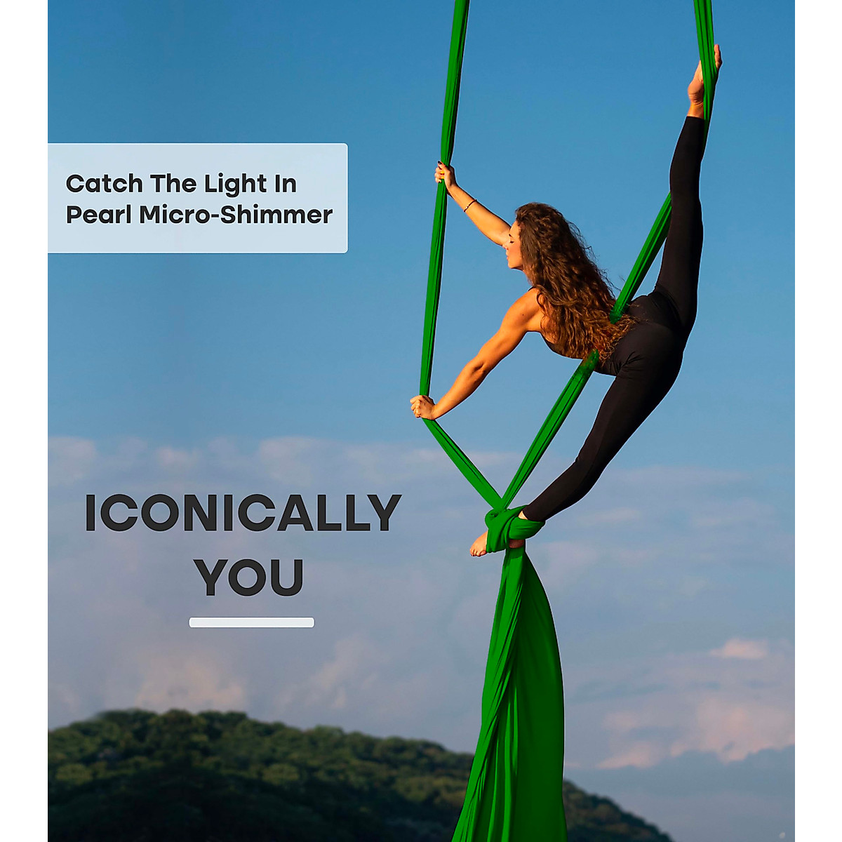 Aurora PRO Aerial Silks + Yoga Hammock (Full Rigging Hardware) Safety CE Certified - 100% Premium Nylon in 40 Denier