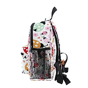 Selerdon Kid's Toddler Backpack Ladybugs Polka Dots Flowers Schoolbag for Cute Boys Girls, Daycare School Children Kindergarten Bag Preschool Nursery Travel Purse Bag