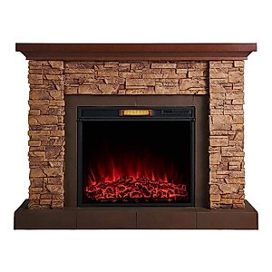 Comfort Smart Stackstone Electric Fireplace Mantel Package - Brown Stone, ASSM-021-2856