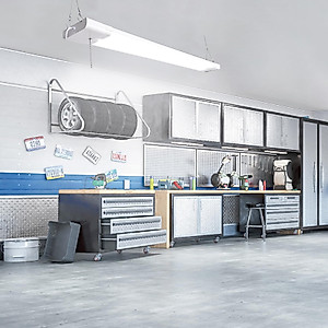 Generic 4-ft 10,000-Lumen LED Shop Light with Adjustable Light Tubes White Finish 5000K Daylight (FXSL055AMFLE/100)