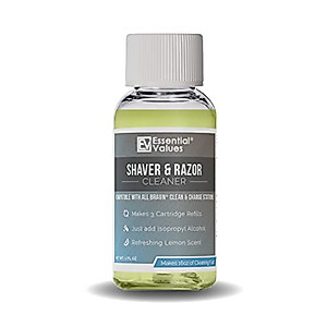Electric Shaver Cleaning Solution - Compatible with Braun Clean & Renew Refill Cartridges - 3 Bottles, Makes 9 Refills - Made in USA
