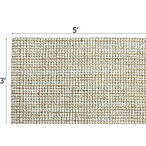 IRONGATE Wool and Jute Area Rug - Handwoven Reversible Textured Basketweave Accent Rug Carpet - Livingroom Bedroom Den Study Farmhouse Home Décor - Classic Modern Contemporary Gift - 3' x 5' - Natural