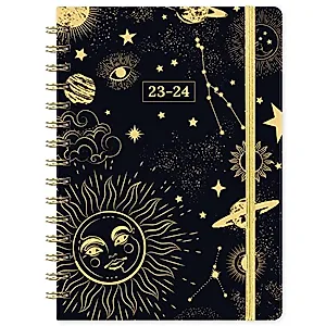 Planner 2023-2024 - Academic Planner 2023-2024, Jul 2023 - Jun 2024, 2023-2024 Planner Weekly and Monthly with Tabs, 6.1" x 8.7", Hardcover with Back Pocket + Thick Paper + Twin-Wire Binding, Daily Organizer - Black