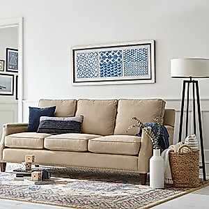 Amazon Brand – Stone & Beam Deco Metal Frame Living Room Standing Floor Lamp With Light Bulb and White Shade - 18 x 18 x 59.5 Inches, Black