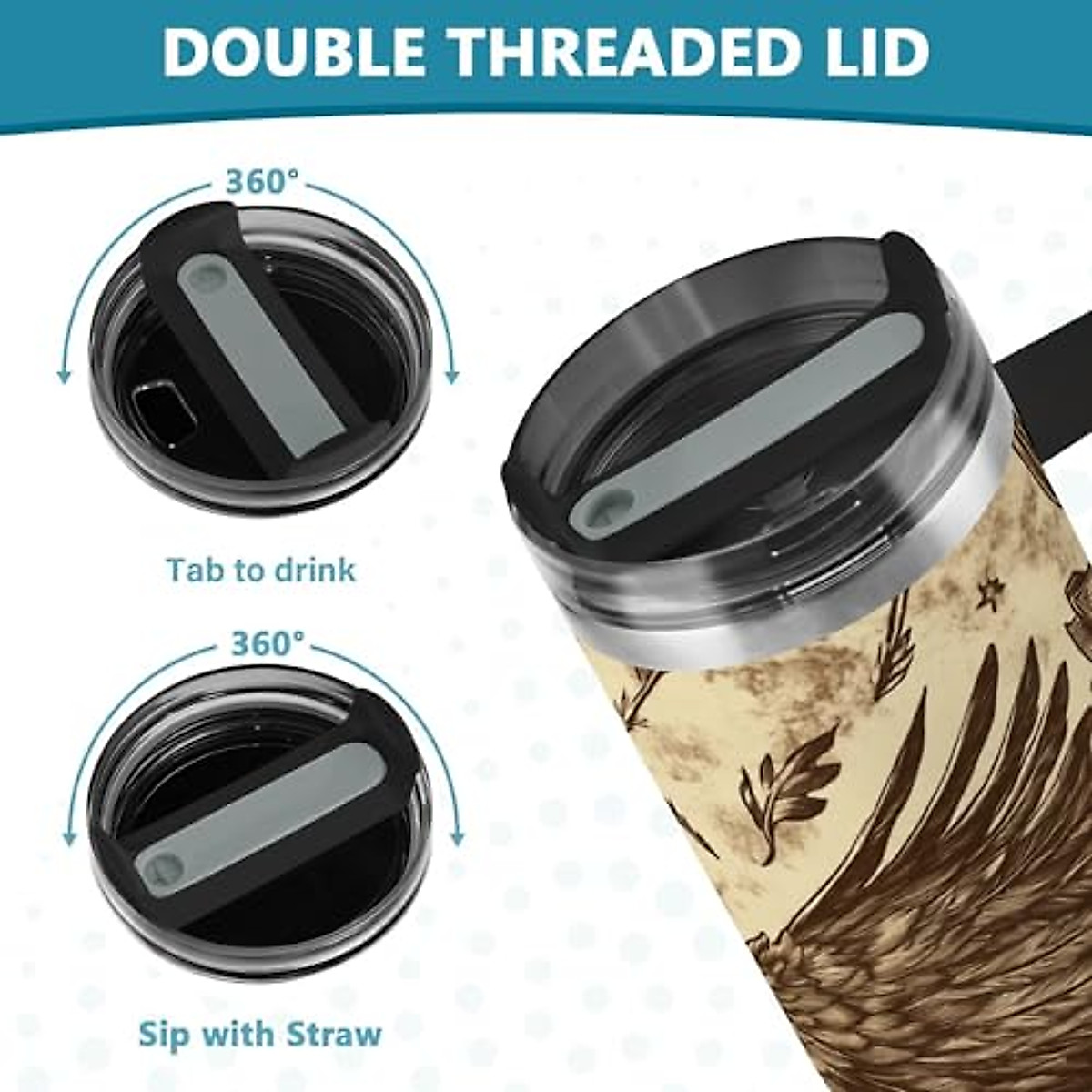 Flradish 40oz Tumbler with Handle, Alcon Stainless Steel Tumbler with Lid and Straws Double Wall Vacuum Insulated Leakproof Coffee Travel Mug