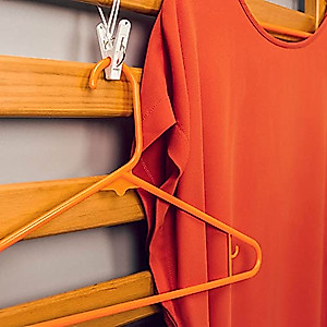 HANGERWORLD 10 Orange 16.5inch Plastic All Purpose Coat Clothes Garment Pant Skirt Bar Hangers Loop Hooks