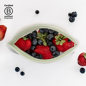 Lotus Reusable Silicone Food Storage Bags Silicone Freezer Bags-Microwave & Dishwasher Safe Reusable Storage Bags Silicone Zip Lock Bags, BPA Lead Toxin Free Sustainable Silicone Storage Bags for Food