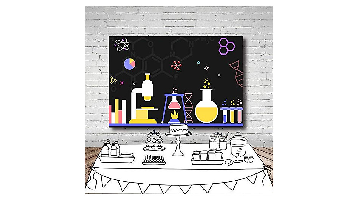 MEHOFOND Science Party Backdrop: Fun Birthday Photo Decorations