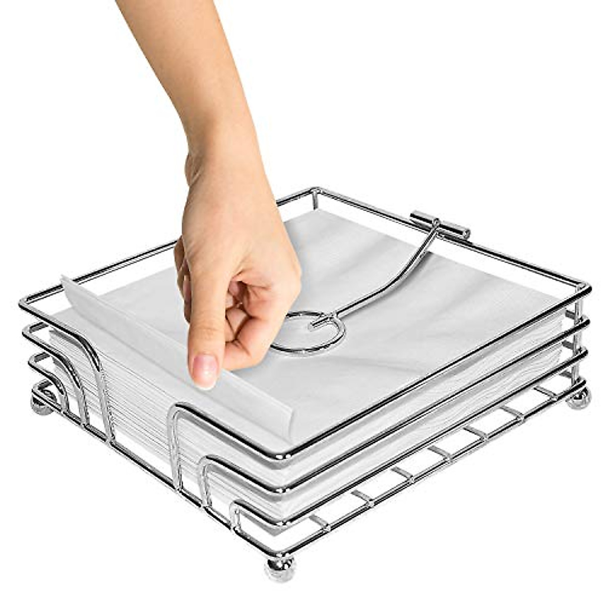 Blue Donuts Wire Collection Napkin Holder – Napkin Holders for Tables, Dining Table Napkin Holders for Kitchen, Flat Napkin Holder, Chrome