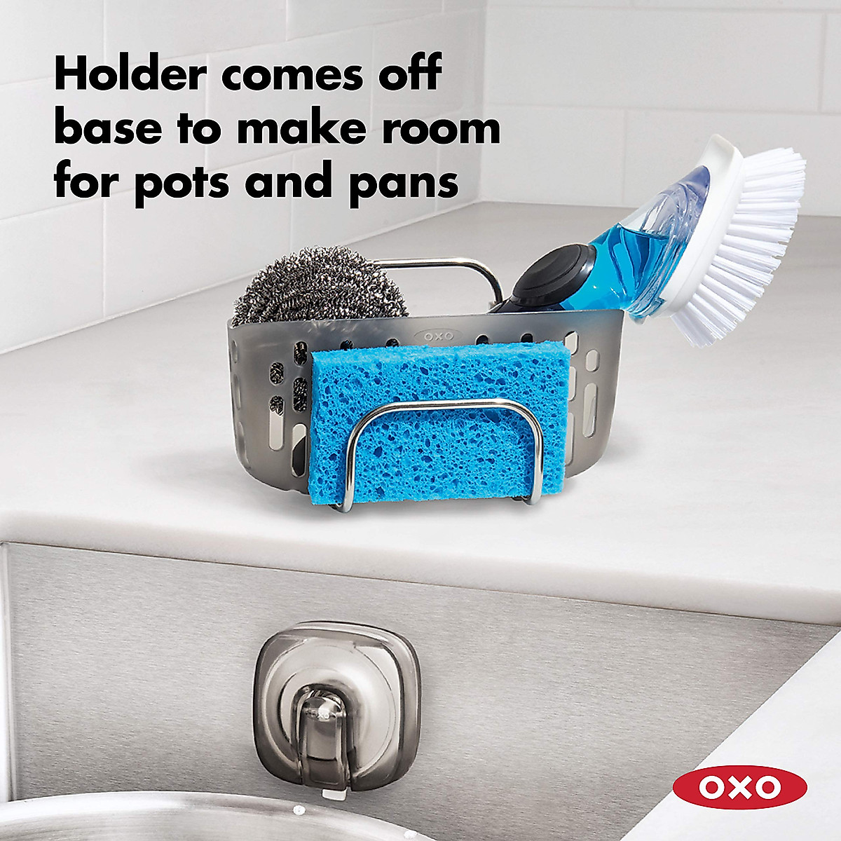 OXO Good Grips Stronghold Suction Sinkware Organizer - Gray, One Size & Good Grips Stainless Steel Soap Dispenser