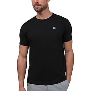 INTO THE AM Men's Fitted Crew Neck Logo Basic Tees - Modern Fit Fresh Classic Short Sleeve T-Shirts for Men (Black, X-Large)