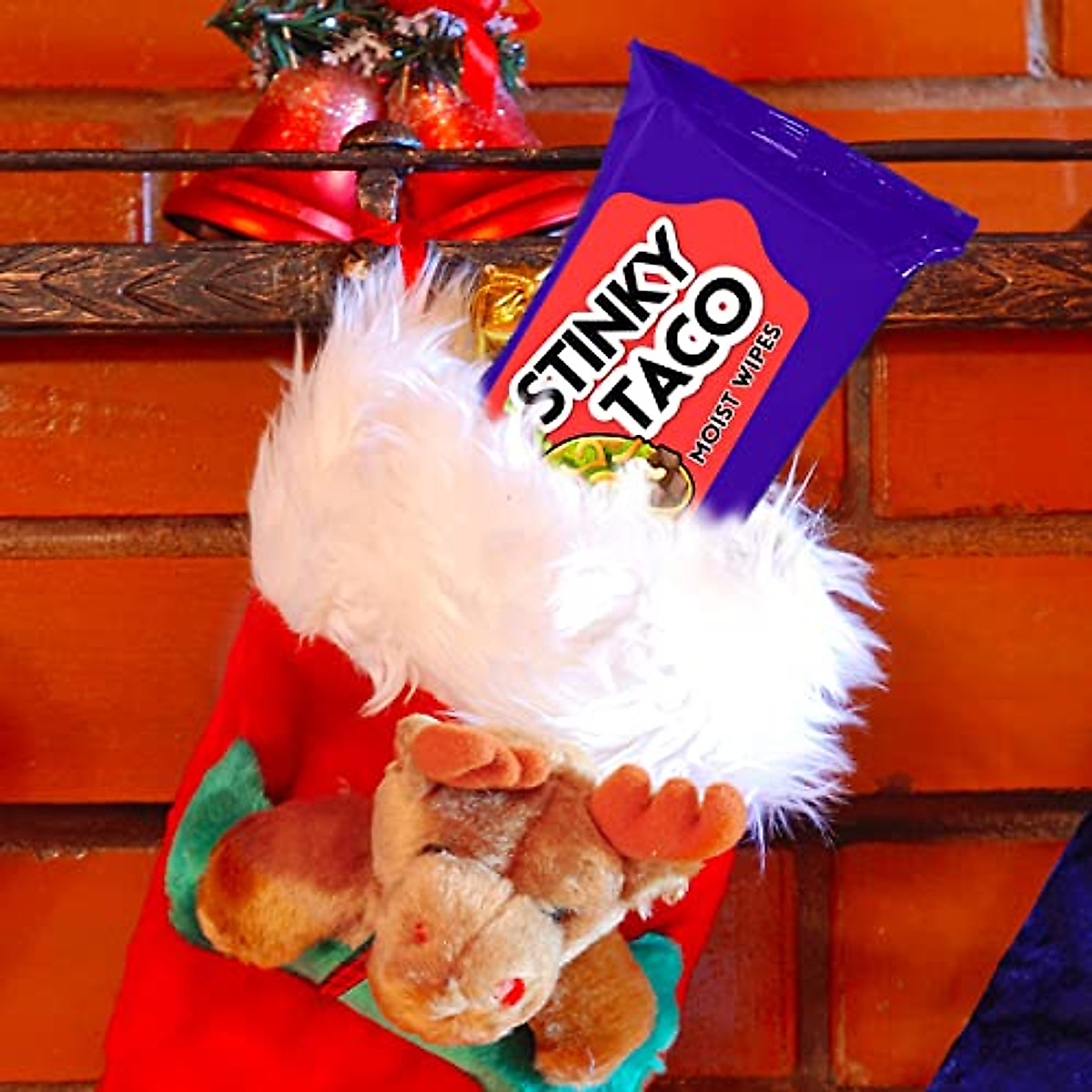 Stinky Taco Wipes - Travel Size Moist Wipes for Taco Lovers - Funny Adult Gag Gifts for Men and Womens Stocking Stuffers for Christmas Gift Basket Filler