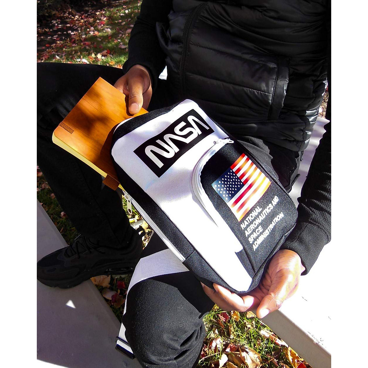 Ripple Junction NASA Flag Sling Bag Over the Shoulder for Adult Men, Women