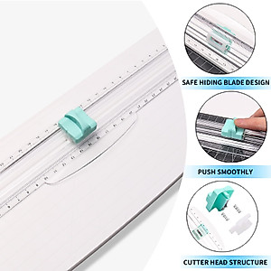 ZEQUAN Paper Cutter Blades, Paper Trimmers Replacement Blades with Safe Hiding Blade Design, Mint Green 1 x 1 x 0.86 in
